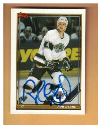 ROB BLAKE AUTOGRAPHED 1991-92 TOPPS HOCKEY CARD SIGNED LOS ANGELES KING ...