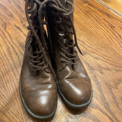 Brash Woman's Boot Shoe Size 9 1/2 Brown Zipper Sides Leather Rubber ...