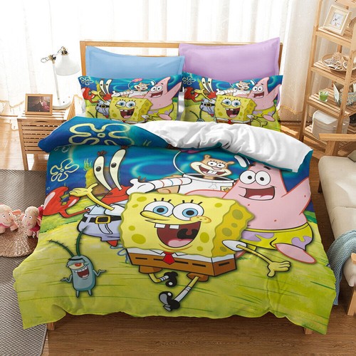Spongebob Squarepants Quilt Duvet Cover Pillowcase Bedding Set Bedroom ...