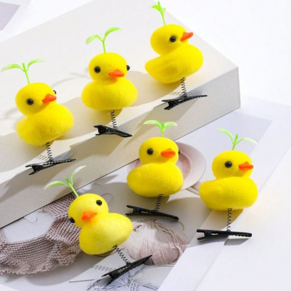 6pcs 3D Little Yellow Duck Plush Hairpin Duckbill Clip Women Girl | eBay
