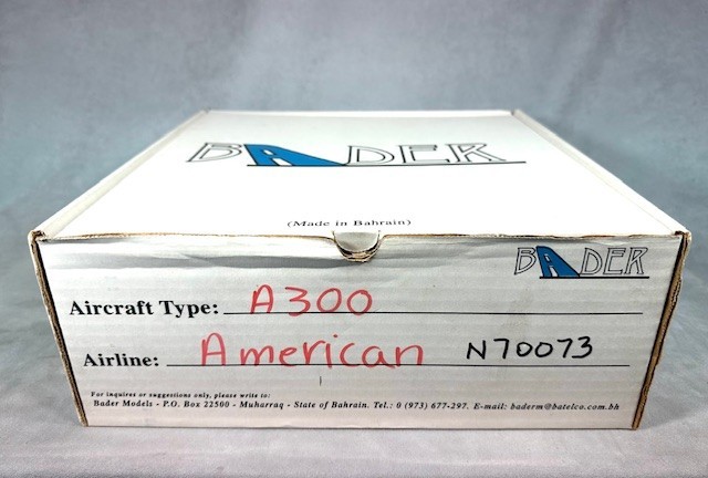 Bader Models 1/200 A300 AMERICAN AIRLINES N70073 In Original Box w/ COA ...