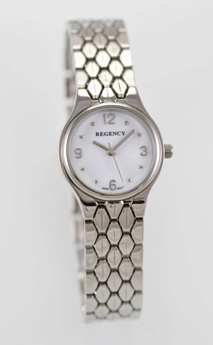 Regency Watch Womens White ALL Stainless Steel Easy Read Battery 30m ...