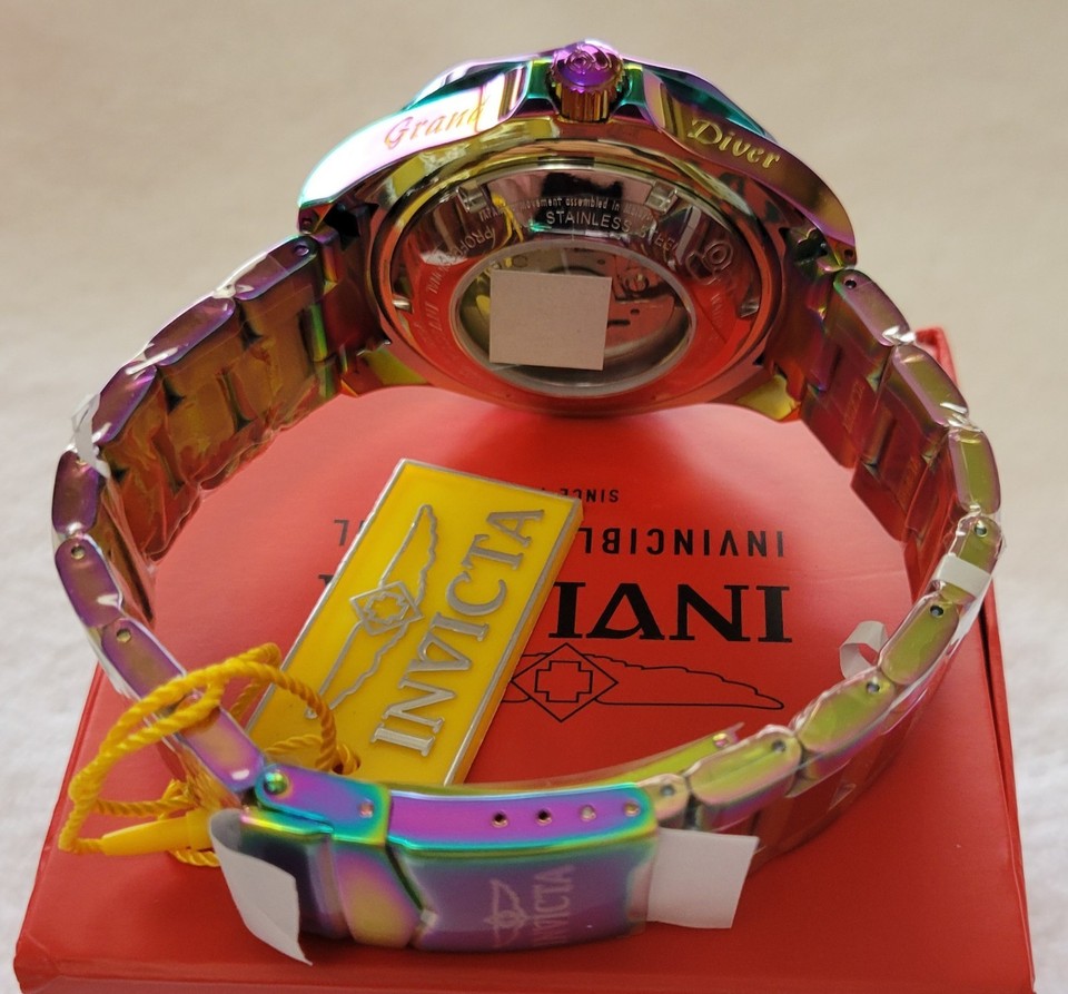 Invicta Men's Automatic Watch Grand Diver Black Dial Iridescent Steel ...