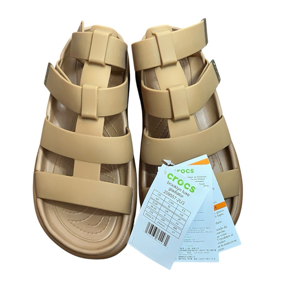 Crocs Brooklyn Luxe Gladiator Sandal CRS209557 TAN, Women Size US 8 New ...