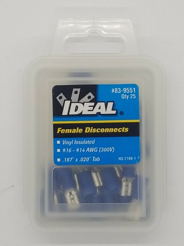 Lot of (6) (25) Ideal 83-9551 Vinyl Insulated Female connector .187 x ...