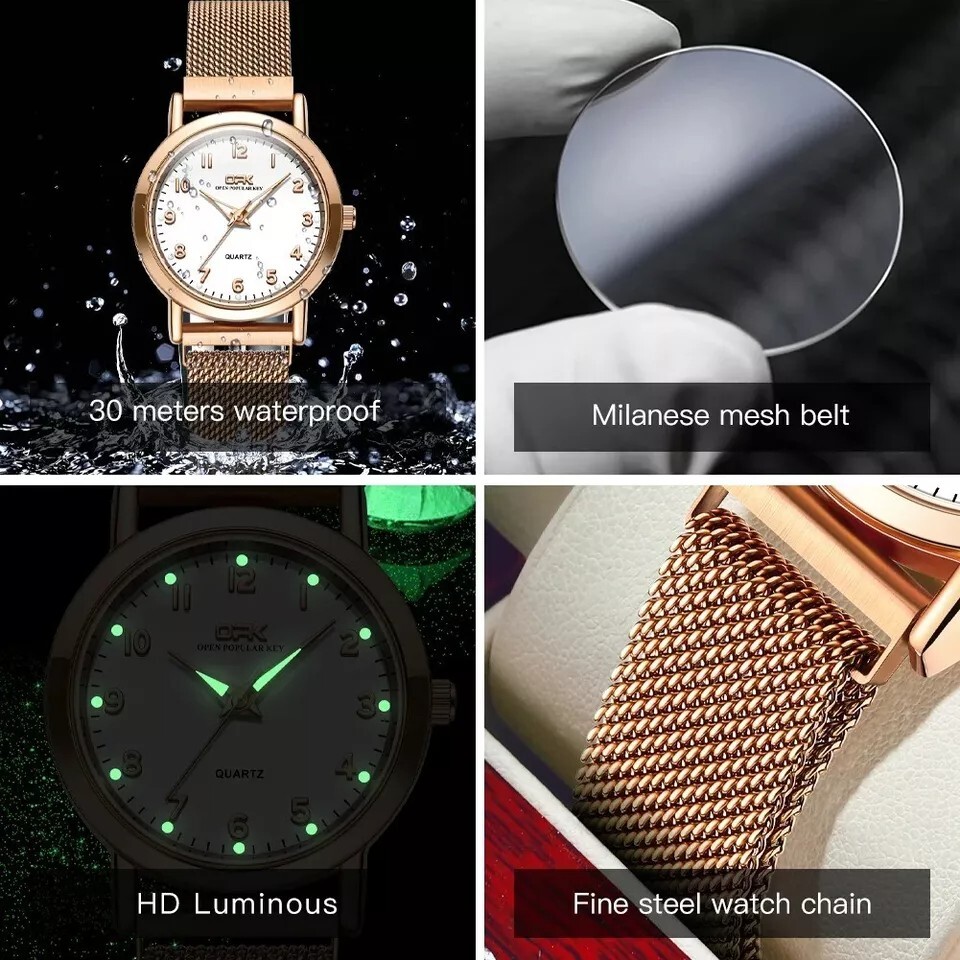 Women Watches Luxury Fashion Ladies Quartz Watch Waterproof Luminous ...