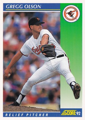 1992 Score #71 Gregg Olson MLB Baltimore Orioles + (Yes 3 Free Mystery ...