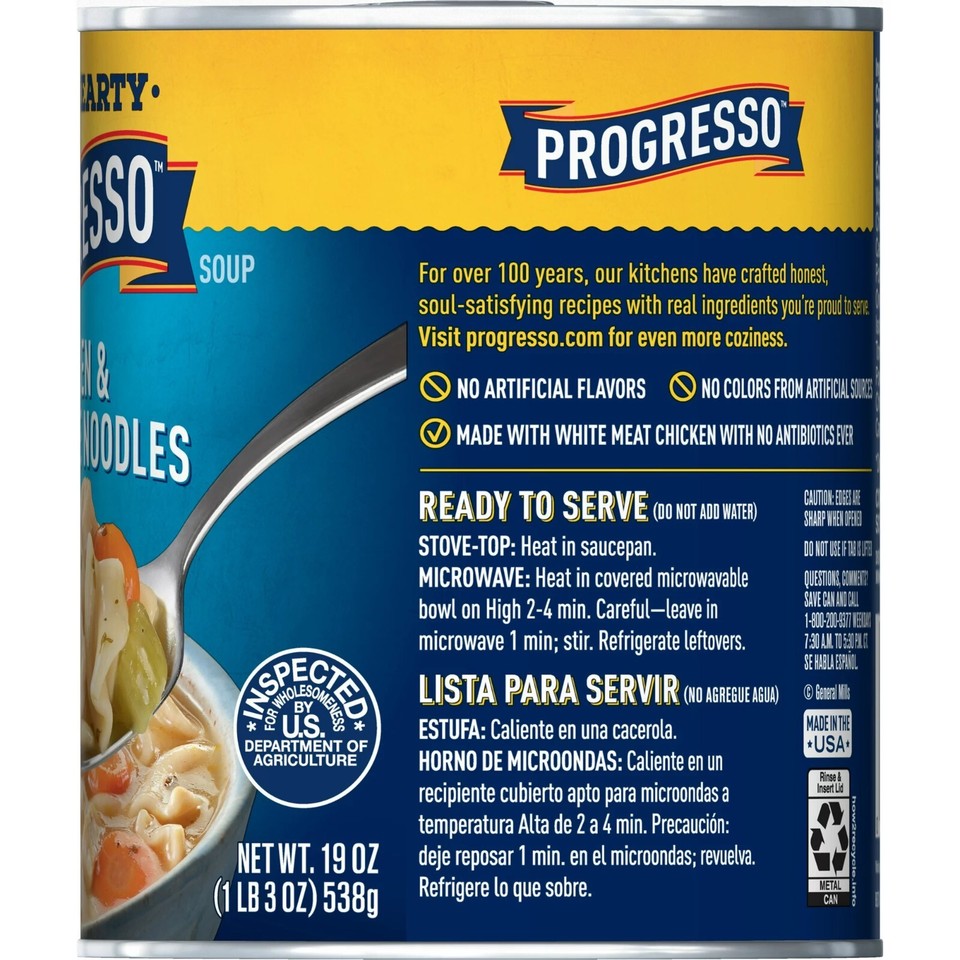 Progresso Rich & Hearty Soup CHICKEN & HOMESTYLE NOODLES 19oz (6 Cans ...