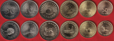 North Macedonia set of 6 coins: 50 deni - 50 denari 1993-2018 UNC | eBay