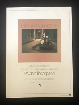 Robbin Thompson Debut 1st Album 1976 Short Print Poster Type Ad, Promo ...