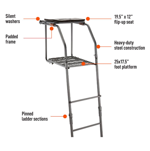 18' Tall Climb Tree Stand Ladder Deer Outdoor Hunting with Archer Seat ...
