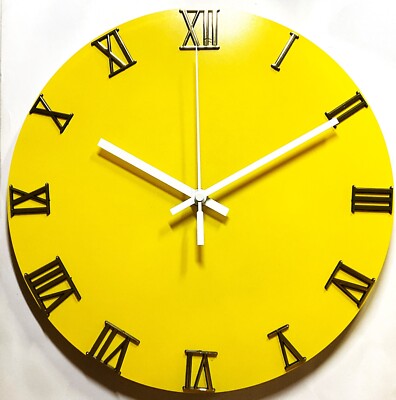 12" Modern Wall Clock-Analog Quartz, Yellow Color. USA SELLER | eBay