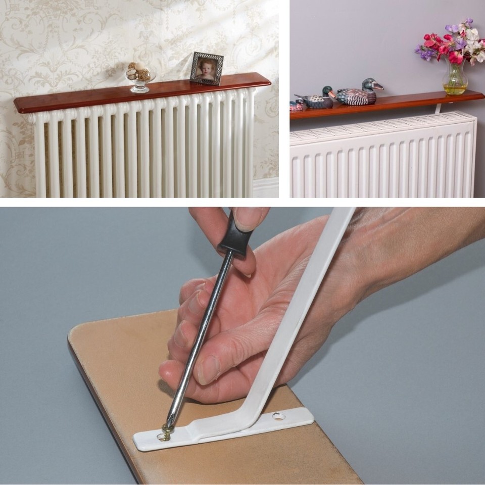 Easy Fit Radiator Shelf No Drilling Heat Reflecting Oak Finish 24" / 36 ...