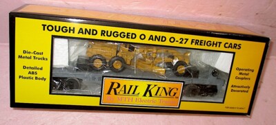 MTH 30-7620 Construction Flatcar w/Ertl CAT Road Grader /Scraper NEW IN ...