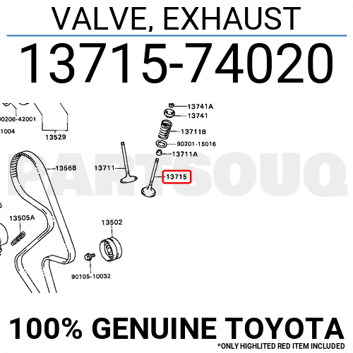 1371574020 Genuine Toyota VALVE, EXHAUST 13715-74020 | eBay