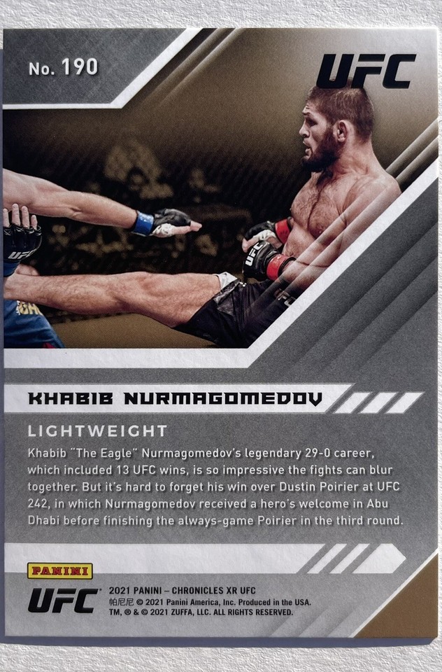 Khabib Nurmagomedov 2021 Panini Chronicles Red #190 Serial Numbered 72/ ...