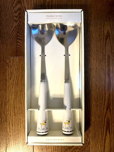 Pottery Barn Reindeer Servers Rudolph 12.5” Tall Spoon And Fork ...