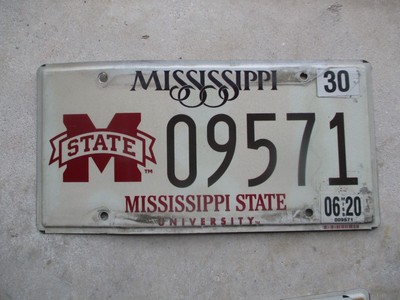 Mississippi State University license plate # 09571 | eBay