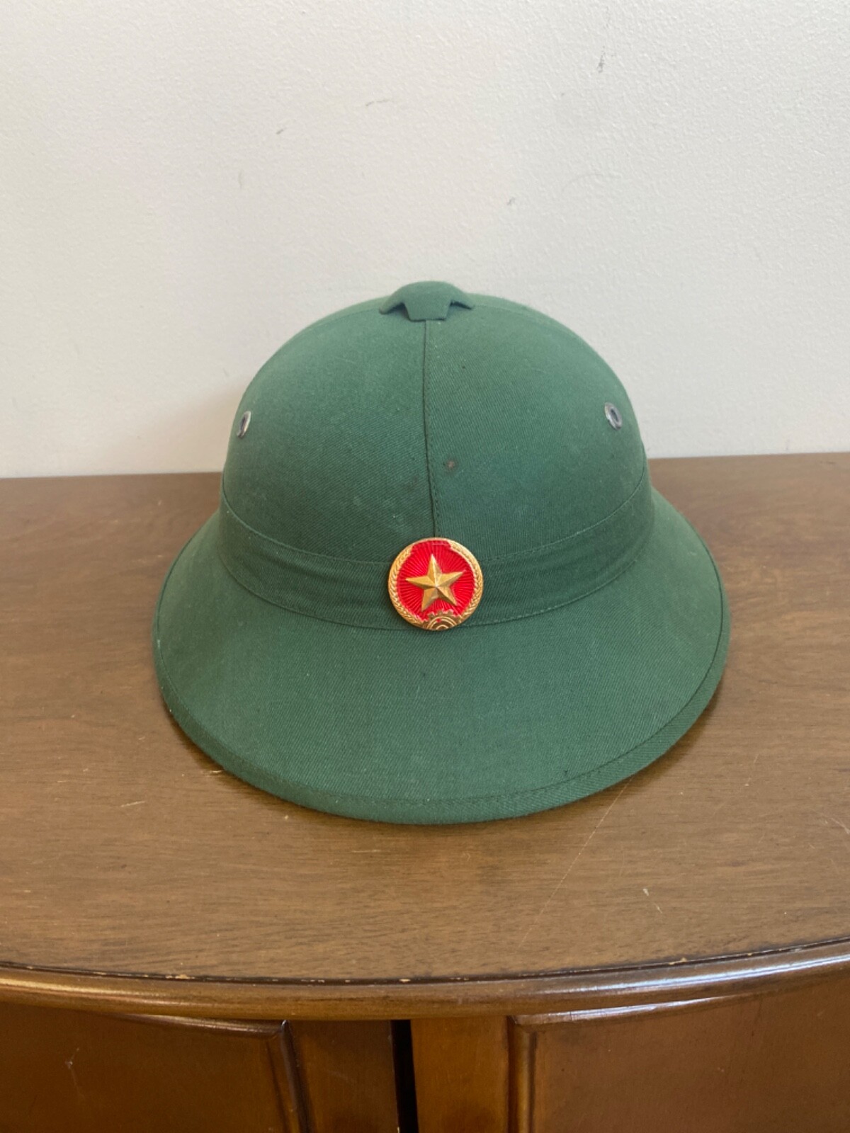 VINTAGE VIETNAM PITH HELMET JUNGLE EXPLORER HAT~ARMY GREEN CANVAS ...