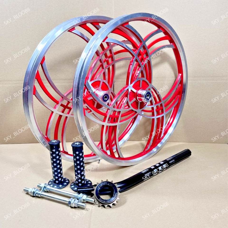 PAIR 20" Bicycle Mag Wheels Set RED COLOR FOR GT DYNO HARO ANY BMX BIKE ...