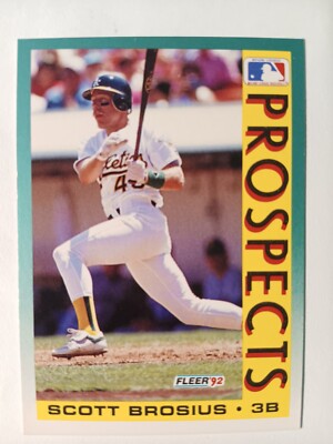 SCOTT BROSIUS OAKLAND ATHLETICS "RC" 1992 FLEER "PROSPECT" BASEBALL ...