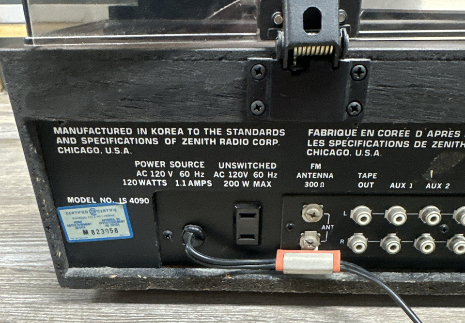 Vintage Zenith Turntable Record/Radio/Cassette Player AC 120V 60Hz ...