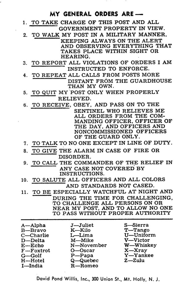 c1950s "The Ultimate Weapon" Army Soldier General Orders Postcard Size ...