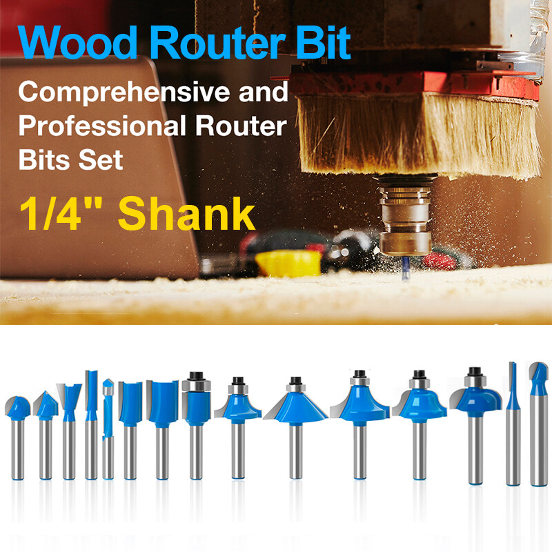 15Pcs Tungsten Carbide Router Bit 1/4" Shank Router Bit Set Wood ...