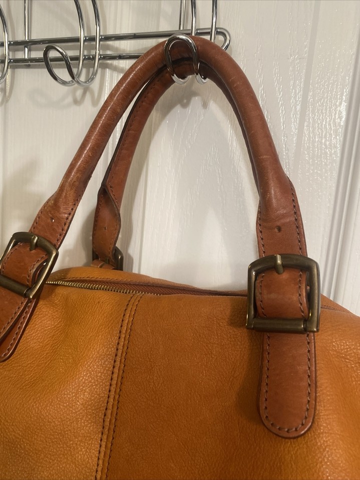 Mark and Graham Brooklyn Buckle Large Tan Brown Leather Satchel ...