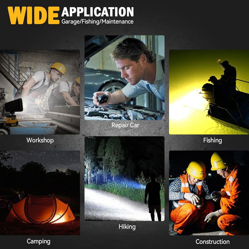 LED Work Light for Dewalt 20V Battery,90W Flood Light Torch for ...