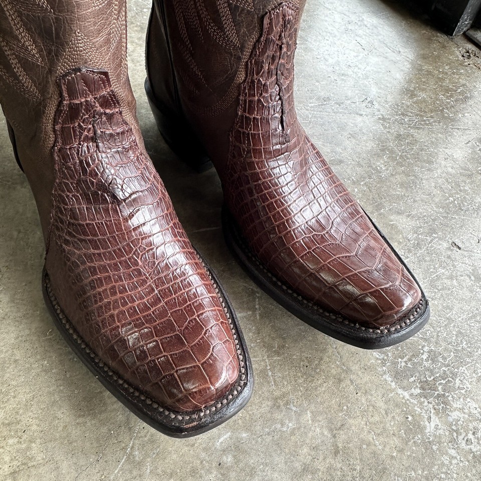 ASC Triad Nile Crocodile Chocolate Belly Handcrafted Boots Cutter Toe ...