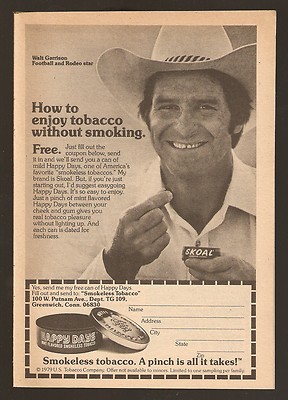 1979 SKOAL CHEWING TOBACCO AD~WALT GARRISON DALLAS COWBOYS NFL FOOTBALL ...