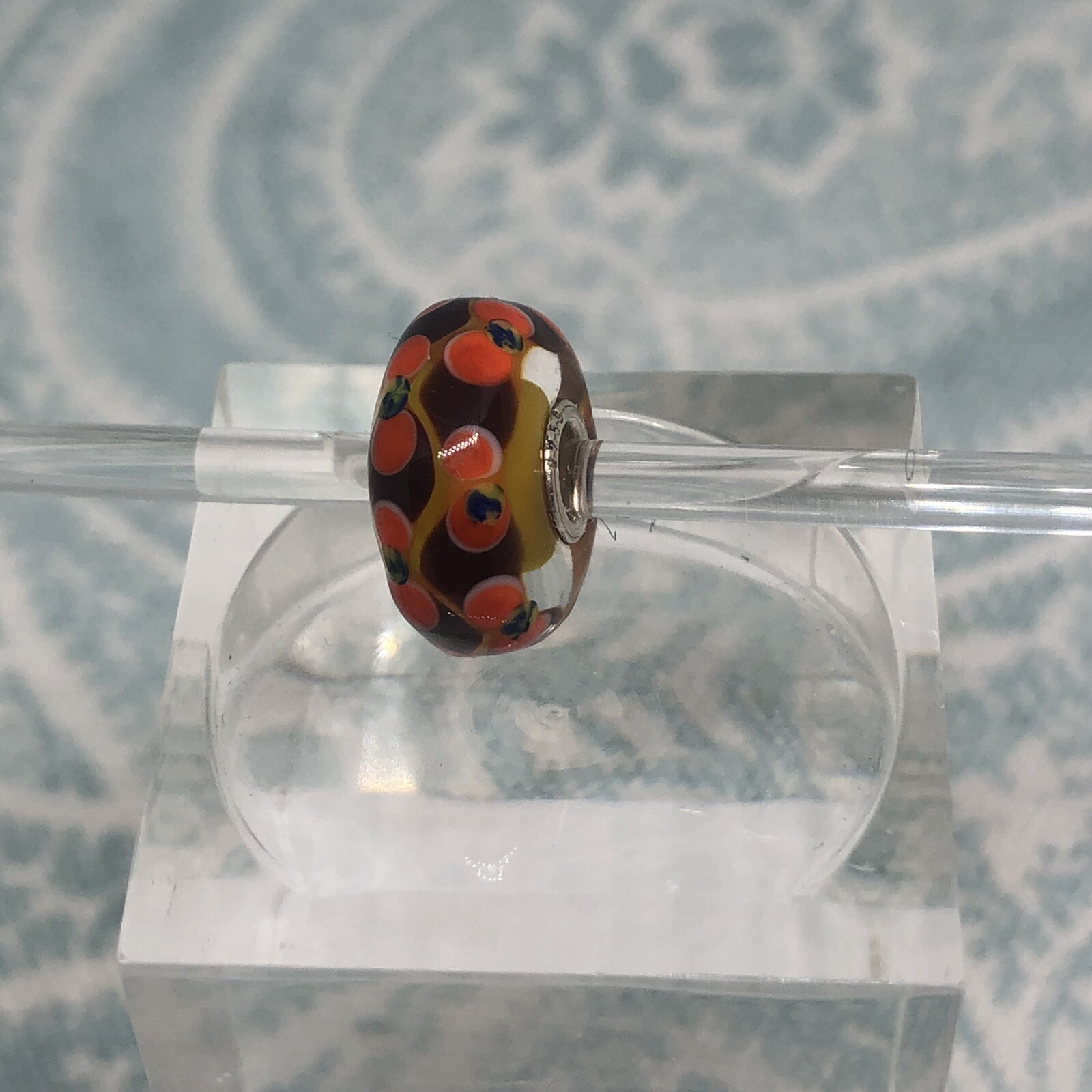 Authentic Trollbeads OOAK Orange & Brown Chains Blue with Dots on ...