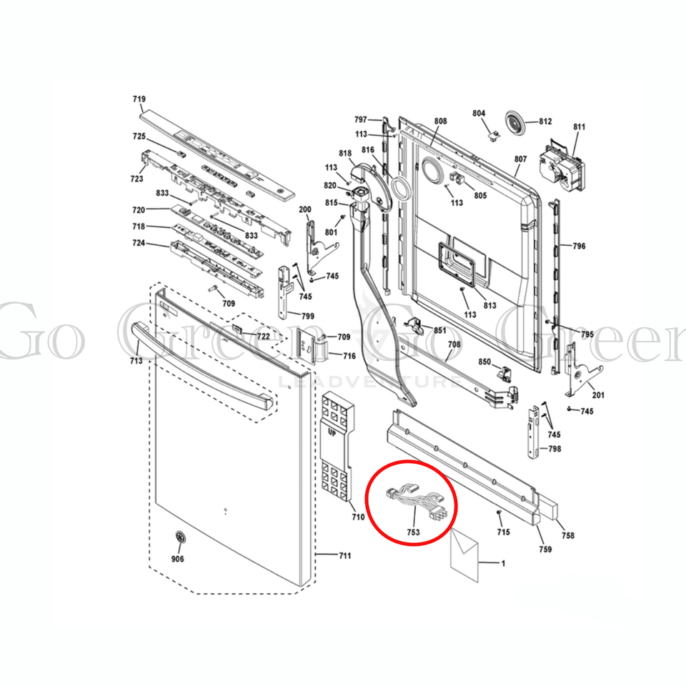 GE Dishwasher DDT575SGF5BB Wiring Harness P/N WD21X21664 265D1814G018 ...