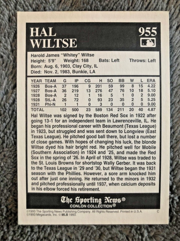 The Sporting News Conlon Collection #955 Hal Wiltse 1993 | eBay
