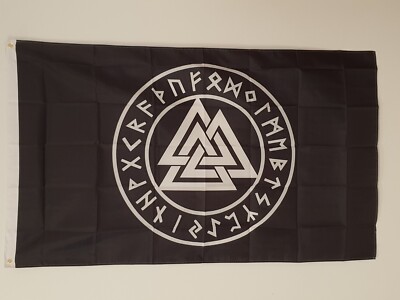 QUALITY VALKNUT Flag 150 x 90cm Banner for the Man Cave Viking Ragnar ...