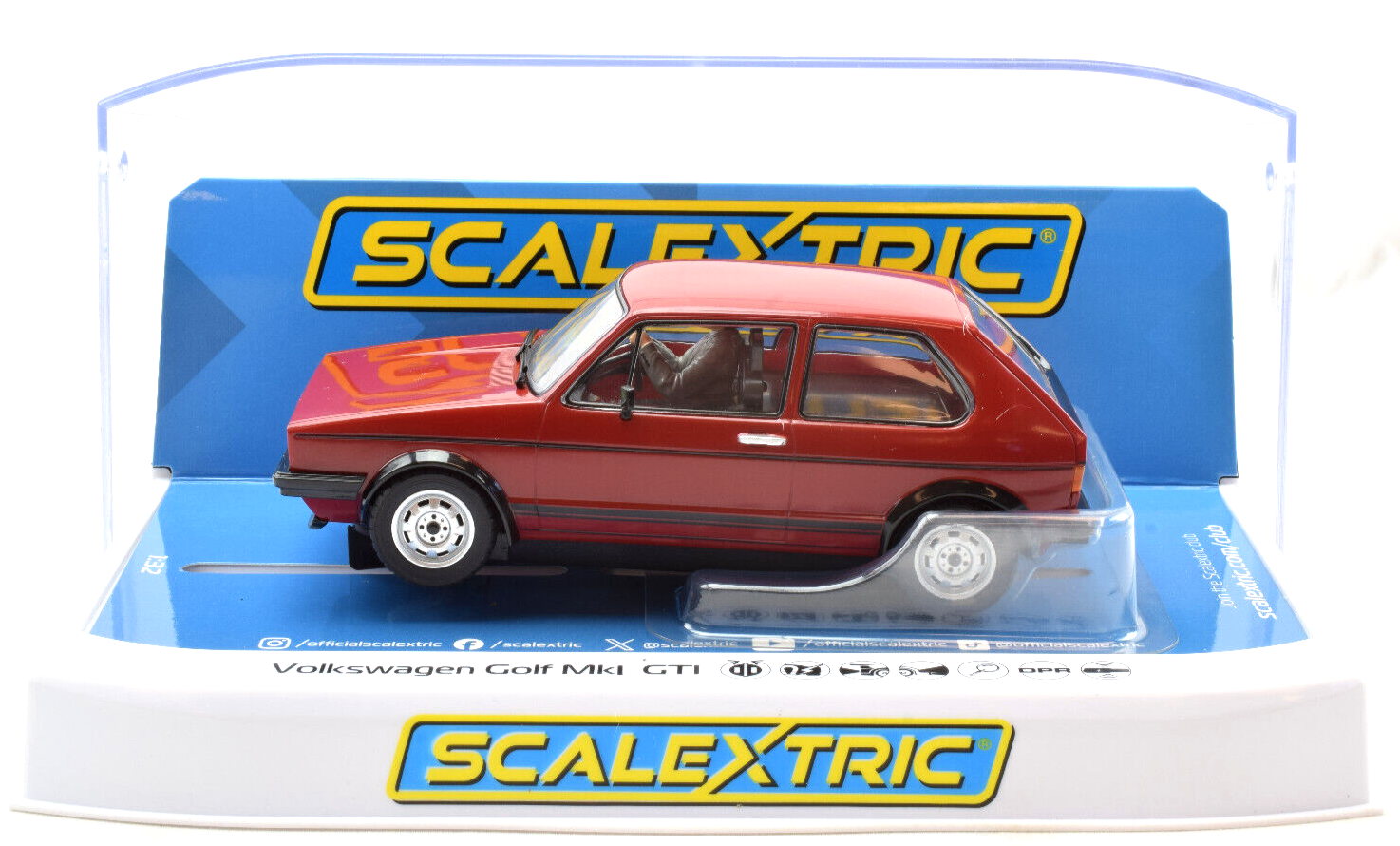 Scalextric Red Volkswagen Golf MkI GTI DPR W/ Lights 1/32 Scale Slot ...