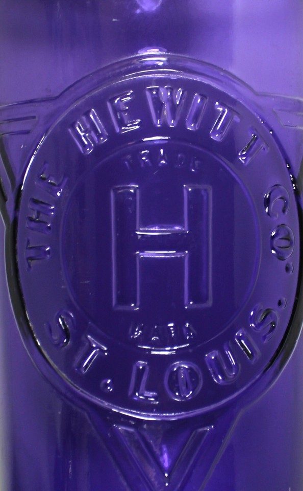 c1900 DEEP PURPLE QT. WHISKEY BOTTLE - THE HEWITT CO. ST. LOUIS with ...