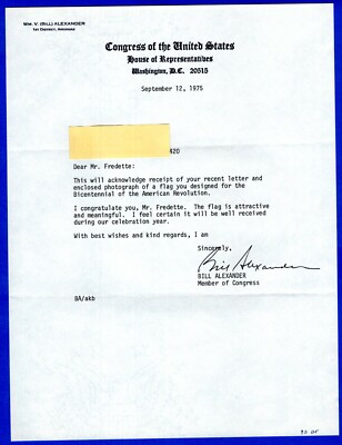 Bill Alexander US Congressman Arkansas Hand Signed Autograph Typed ...