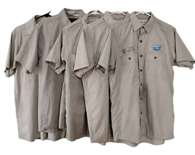 Lot Of 5, Medium, Short Sleeve Gray, Uniform Work Shirts Button Up ...