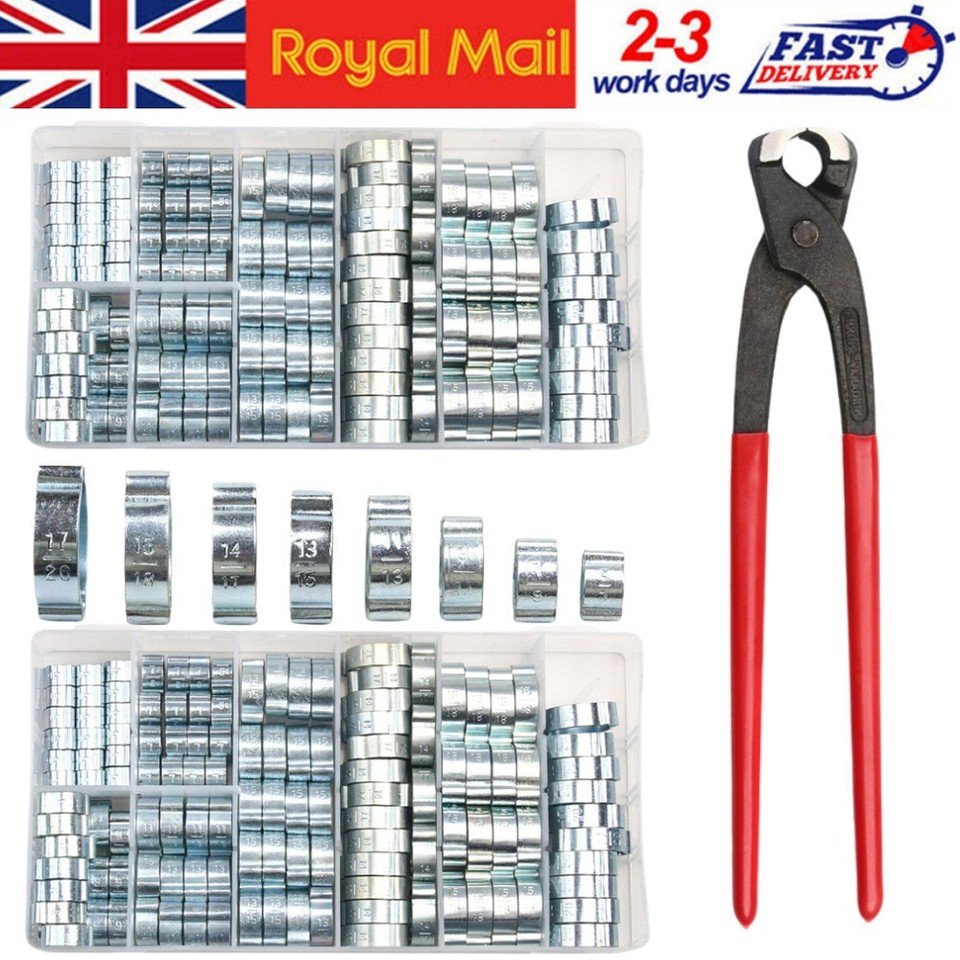300/150x Double Ear Clamp O Clips Crimp Air Silicone Petrol Water Fuel ...