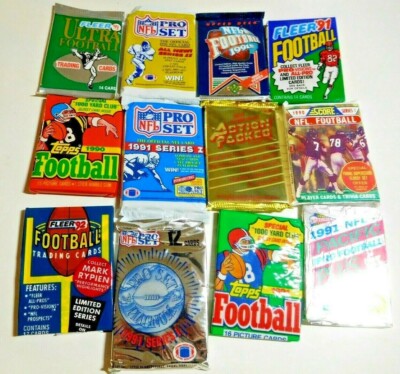 (50) Old Unopened Football Card Pack Lot with (10) autograph cards ...