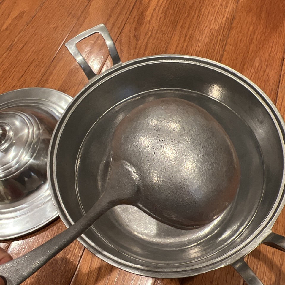 Vtg PEWTAREX Soup Tureen with Ladle polished pewter armetale from York ...