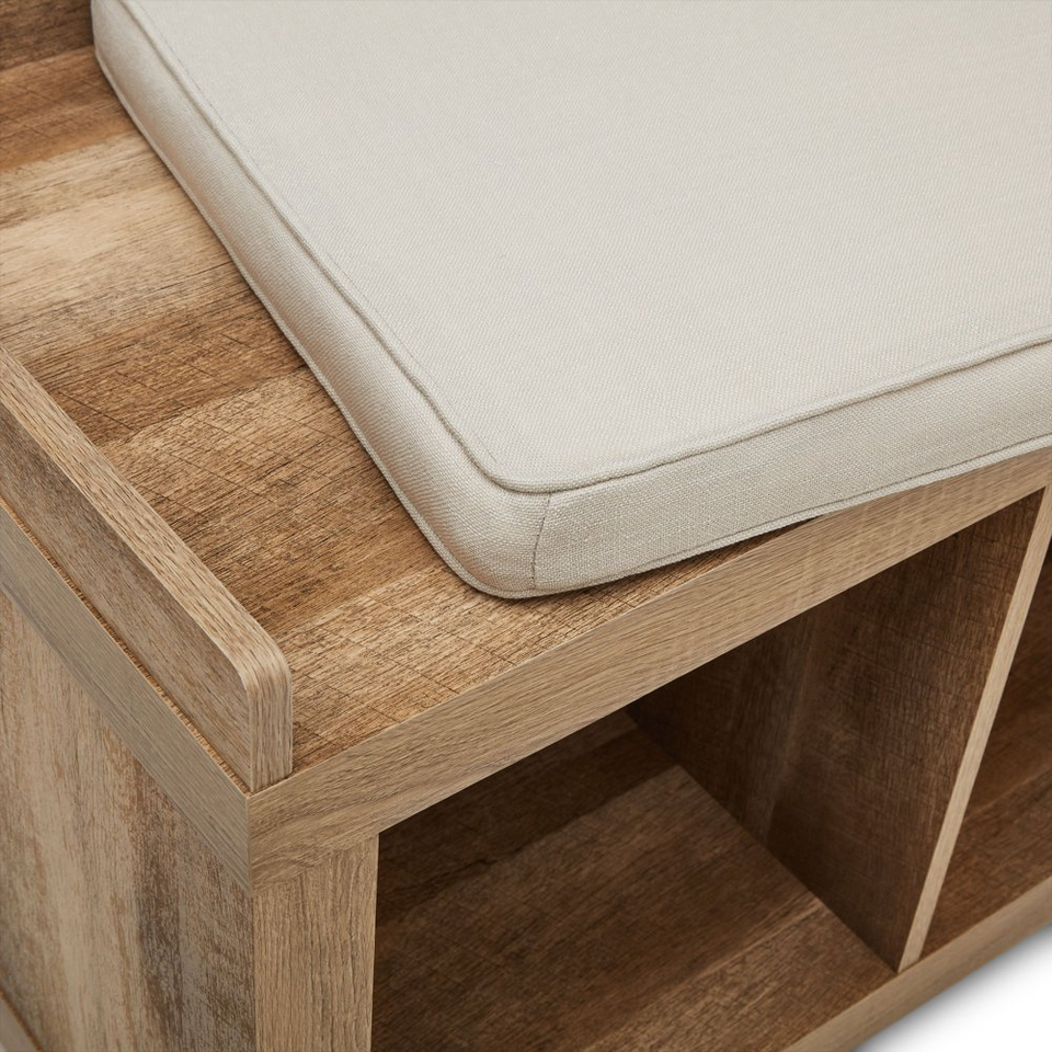 Entryway, Foyer Wood Storage Bench with Soft Seat Cushion 4-Cube ...