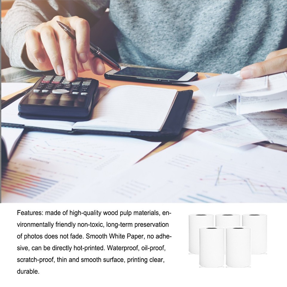 1/2/3 Thermal Paper Rolls Oil-proof Cash Register Receipt Portable Home ...