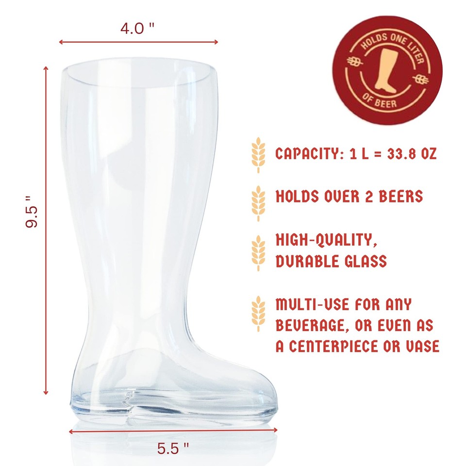 Big Betty Das Boot Glass Beer Mug 1L Oktoberfest St. Patrick's Party ...