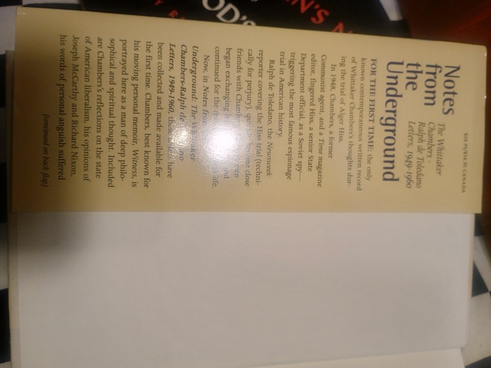 Notes from the Underground The Whittaker Chambers Letters HC Book Alger ...