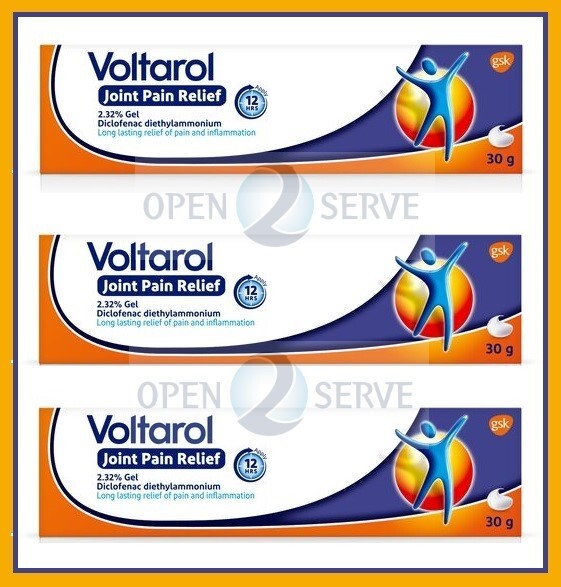 3x Voltarol 2.32% 12H RELIEF Pain Relief Gel ANTI INFLAMMATORY JOINTS ...