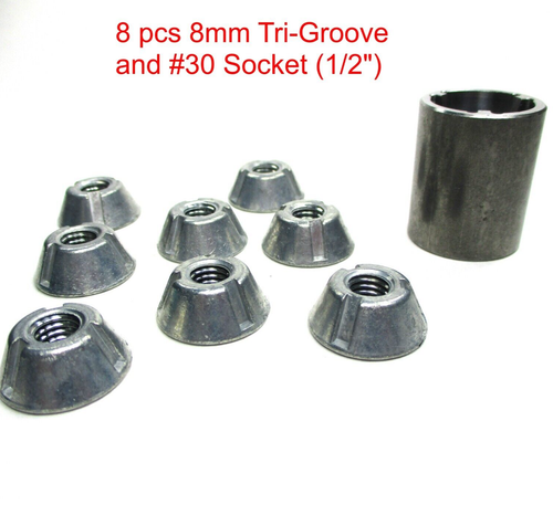 M8-1.25 Steel 8mm Tri-Groove Tamper Proof Security Nuts- 8pcs & #30 ...