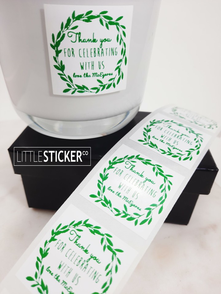 Personalised Business Labels white square stickers business logo ...